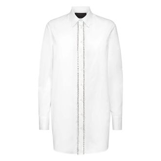 Philipp Plein Femme, Blouses et Chemises, Blanc, Taille: 36 FR Shirt Dress Crystal
