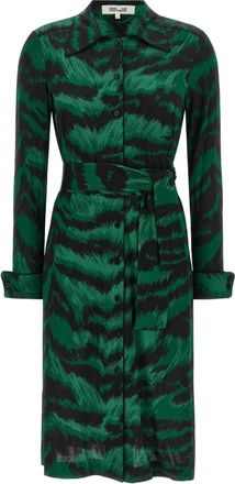 Diane Von F&uuml;rstenberg Diane Shirt Dress - Femme - Robes - Vert - Taille: 38 FR