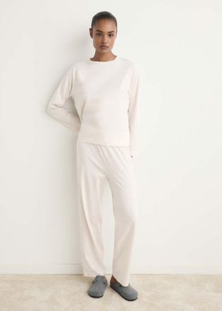 Mango Pyjama deux pi&egrave;ces coton uni vanille - Femme - XS - MANGO