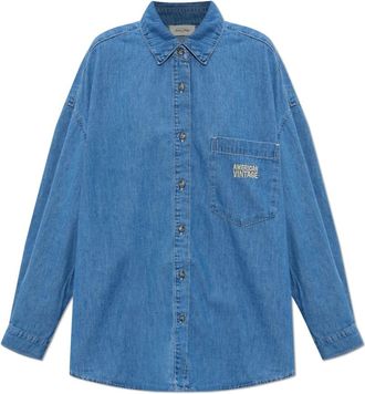 American Vintage Femme, Blouses et Chemises, Bleu, Taille: 36/38 FR Chemise en denim oversize
