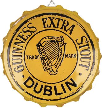 Guinness Extra Stout Bottle Cap Cream Metal Sign