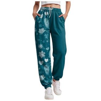 Generic Pantalon de jogging athlétique taille haute pour femme, pantalon dentraînement sur le thème de Noël, pantalon dentraînement avec poches et cordon de s