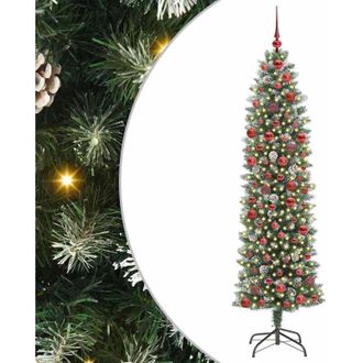 vidaXL K&uuml;nstlicher schlanker Weihnachtsbaum Gr&uuml;n und Wei&szlig; 180 cm vidaXL
