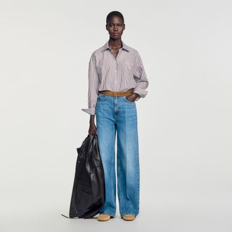 Sandro Oversize-Streifenbluse mit Strass
