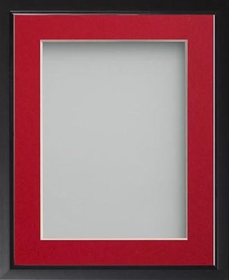 Frame Company Drayton Range Bilderrahmen mit rotem Passepartout, 25,4 x 20,3 cm, Verschiedene Gr&ouml;&szlig;en, mit Echtglas, Schwarz