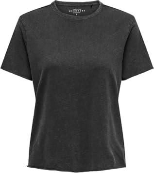 Only Onllucy Life S/S O-Neck Top Box JRS Noos Haut, Noir, XS Femme