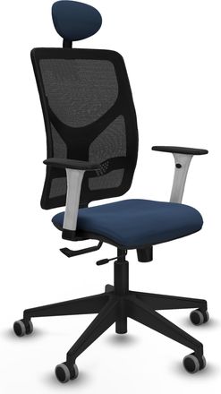 Piqueras y Crespo B&uuml;rostuhl aus Kunstleder, mit wei&szlig;en und schwarzen Armlehnen, h&ouml;henverstellbare Lendenwirbelst&uuml;tze und festes Kopfteil, ausgestattet mit Syncro/Trasla