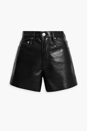 Frame Denim Shorts aus Stretch-Leder - Schwarz - 24