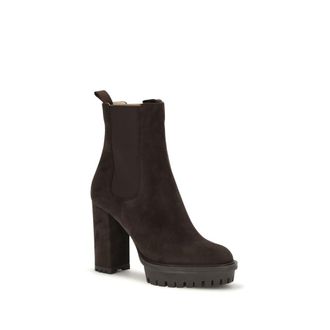 Gianvito Rossi Womens Brown Calf Leather Bos Taurus Ankle Boots