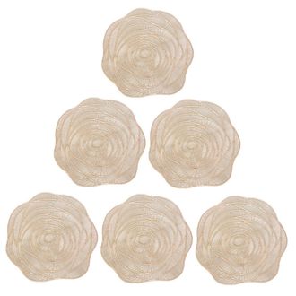 Valiclud VICASKY 6 St&uuml;ck PVC Tischsets in Rosenform Hohle Platzsets mit Untersetzern rutschfest und Leicht 38cm Tischdeko f&uuml;r Valentinstag K&uuml;che Restaurant und