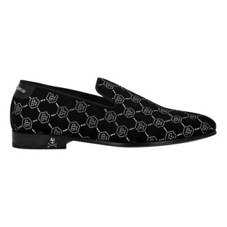 Philipp Plein Velvet Loafers Strass Monogram - - Shoes - Herren - Schwarzk - 40 EU