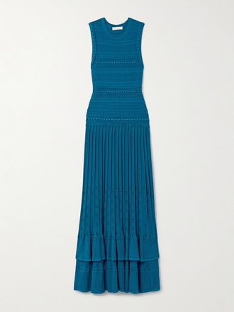 Ulla Johnson Robe Longue En Mailles À Plis Mireille - Bleu