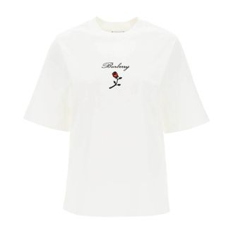 Burberry Logo Baumwoll-T-Shirt - - Tops - Damen - Wei&szlig; - XS