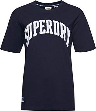 Superdry W1010622a T-Shirt, Bleu foncé, S Femme