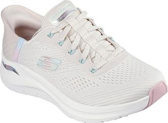 Skechers Femme Arch Fit 2.0 Easy Chic Basket, Natural Mesh/Pink Trim, 37.5 EU