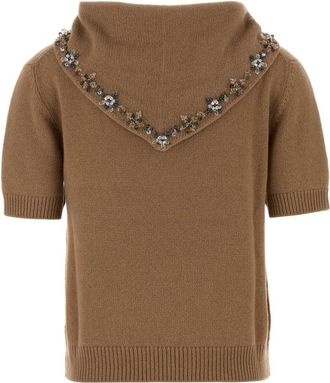 Prada Womens Camel Cashmere Sweater Cammello Exterior: Maglieria