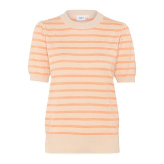 Saint Tropez Femme, Pulls, Orange, Taille: 40 FR MilaSZ SS Striped Pullover
