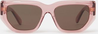 Stella McCartney Logo Cat-Eye Sunglasses, Woman, Translucent rose and gold