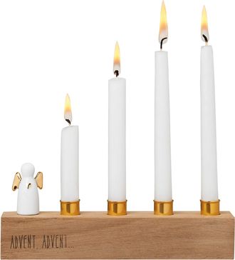 Räder Adventsengel aus Porzellan unglasiert und Akazienholz in der Farbe Gold, Maße: 17 x 7 x 3 cm, 89132