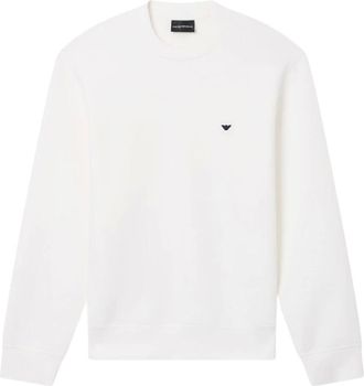 Emporio Armani Homme, Sweatshirts et sweats &agrave; capuche, Blanc, Taille: S SweaT-shirt Double Jersey avec Broderie Micro Aigle