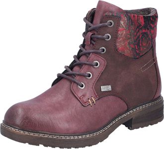 Rieker Damen Stiefelette mit Blumenmuster wasserabweisend mit RiekerTEX 94712, Gr&ouml;&szlig;e:40 EU, Farbe:Rot