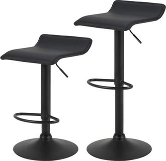 Woltu Woltu - 2 x Tabourets de Bar Rotatif à 360 Dégrées, Chaise de Bar réglable en Hauteur, Siège en similicuir et Structure en métal, Noir