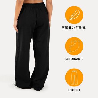 Smilodox Jogginghose Veyt Damen, Sweatpants aus Baumwolle, Sporthose Loose Fit Wide Leg, Verstellbarer Tunnelzug, Langer Schnitt, f&uuml;r Sport & Alltag