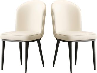 Generic 2er-Set Kratzfeste Esszimmerstühle Mit Metallbeinen, Gepolsterte Beistellstühle Im Mid-Century-Modern-Stil for Das Wohn-Esszimmer(Beige a+Black)