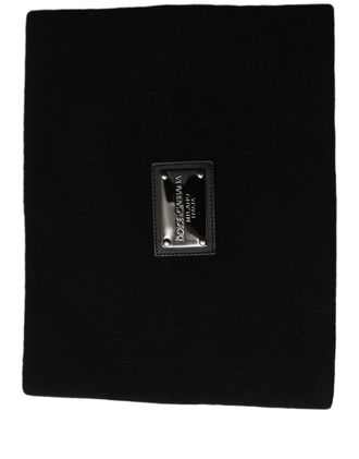 Dolce & Gabbana Logo Plaque Cashmere Scarf - Black