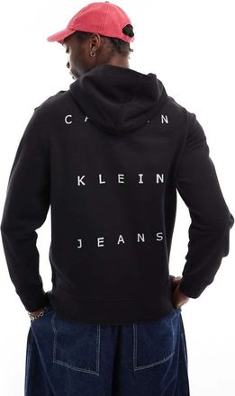Calvin Klein Jeans Sweat à capuche imprimé dans le dos - Noir