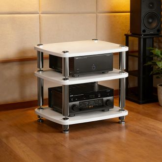 Generic HiFi Regal Niedriges AV-Medienregal, 4-stufiges Stereo-St&auml;nder- und Racksystem mit sto&szlig;d&auml;mpfenden F&uuml;&szlig;en, Audio-Rack for DVD-Player/Spielkonsole/TV-Box