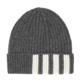 Thom Browne Kaschmir Beanie M&uuml;tze in Dunkelgrau - - Accessories - Herren - Grau - ONE SIZE