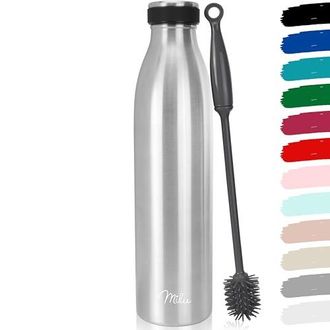 Milu Gourde en acier inoxydable 350 ml 500 ml, 750 ml, 1000 ml, 1,5 l - Bouteille isotherme, bouteille deau isolée, double paroi anti-fuite, convient aux a