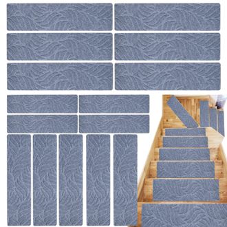 Generic Treppenteppichabdeckung: Flacher Mopp mit Edelstahlgriff, Stufen aus Holzschale und Holz für 15 Teile | Innenleiter Läufer Sicherheitsmatte ohne Serpu