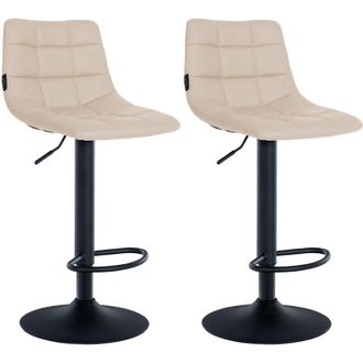 Clp Lot de 2 tabourets de bar Jerry en similicuir Cr&egrave;me Noir
