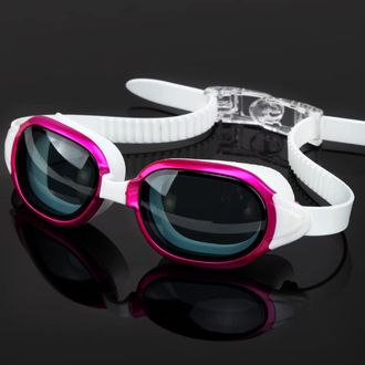Generic WHALE Anti-Beschlag-Schwimmbrille, Hochaufl&ouml;sende PC-Brille mit Verstellbarem Silikonband f&uuml;r Erwachsene (Rosenrot)