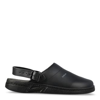 Sika SRC Pantoletten Herren & Damen mit Verstellbarem Fersenriemen | Pantolette Herren & Damen Schwarz aus Wasserabweisendem atmungsaktivem Leder | Ideal f