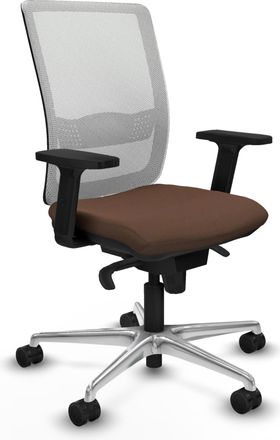 Piqueras y Crespo Haches B&uuml;rostuhl mit 2D-Armen, h&ouml;henverstellbare Lendenwirbelst&uuml;tze, ausgestattet mit Sincro 5 Positionen und injiziertem Schaumstoff, Wei&szlig;/Dunkelbrau