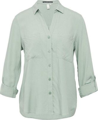 QS by s.Oliver Langarmbluse Bluse Viskosebluse mit Turn-up und aufgesetzten Taschen