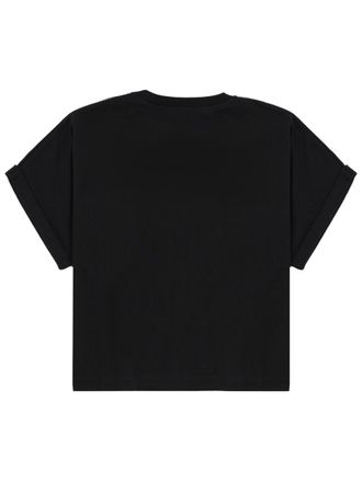 Balmain Cropped Logo Cotton T-Shirt - Black