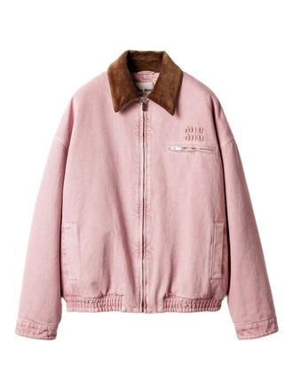 Miu Miu Wattierte Blouson mit Cordkragen - Rosa