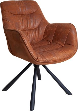 Homin Armlehnstuhl, Braun, Schwarz, Textil, Drehkreuz, 62x83.5x63 cm, Sitzfläche 360° drehbar, inklusive Armlehnen, Esszimmer, Stühle