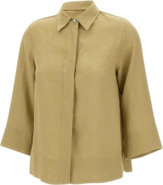 Elena Miro Femme, Blouses et Chemises, Vert, Taille: 46 FR Linen Shirt