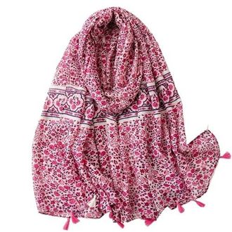 Generic &Eacute;charpe ch&acirc;le en viscose florale 180 cm pour hijab musulman, grande taille, bandeau tendance pour femme, quatre saisons, Couleur 14, taille unique