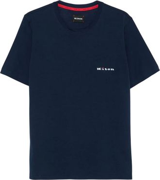 Kiton Homme, Tops, Bleu, Taille: XL T-Shirt &agrave; col rond