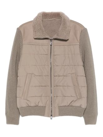 Corneliani manteau ceinturé à col en peau lainée - Tons neutres