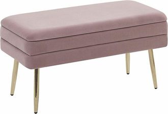 Beliani Bank Rosa/Gold mit Stauraum aus Samtstoff mit Metallbeinen in Glamour-Optik Wohnzimmer Schlafzimmer Rechteckig Modern