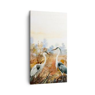 Arttor Bilder auf Leinwand Kraniche Vögel Herbst Leinwandbild mit Rahmen 45x80cm Wandbilder Dekoration Wohnzimmer Schlafzimmer Küche Deko Klein Wanddeko Bild