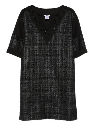 DKNY V-neck panelled mini dress - Schwarz