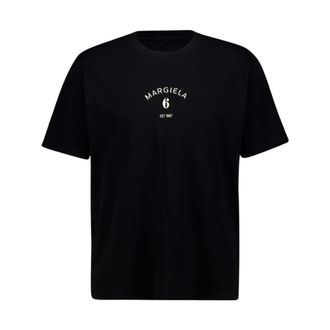 Maison Margiela Logo Baumwoll-T-Shirt - - Tops - Herren - Schwarzk - XL